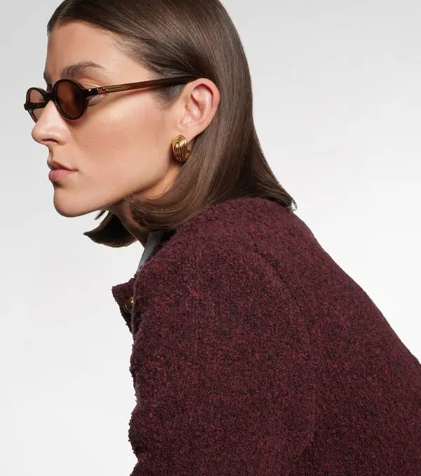 Bottega Veneta Slim Ribbon Oval Sunglasses - Brown
