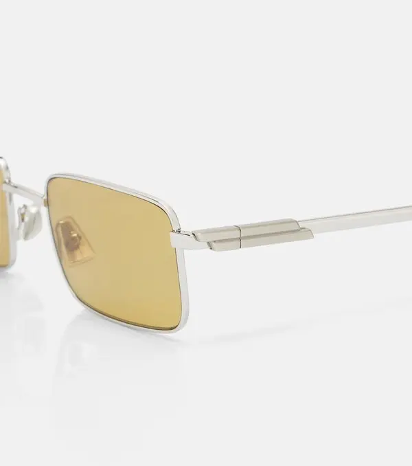 Bottega Veneta Rectangular Sunglasses With Golden Yellow Lenses
