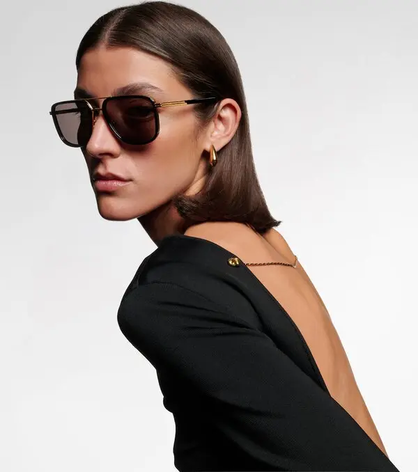 Bottega Veneta Metal Combi Aviator Sunglasses