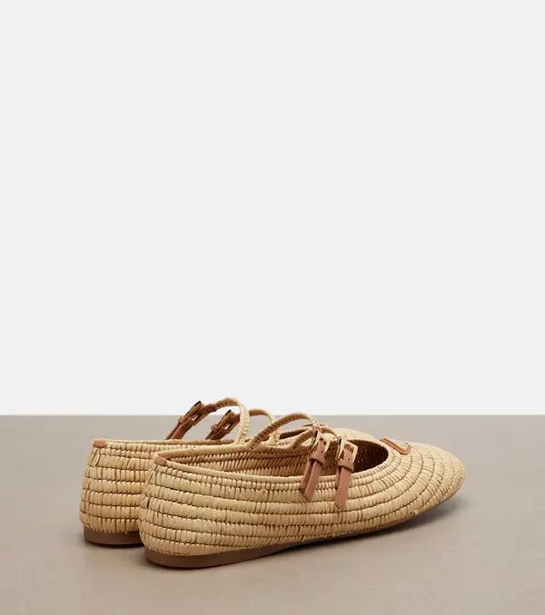 Prada Crochet Mary Jane Flats - Beige