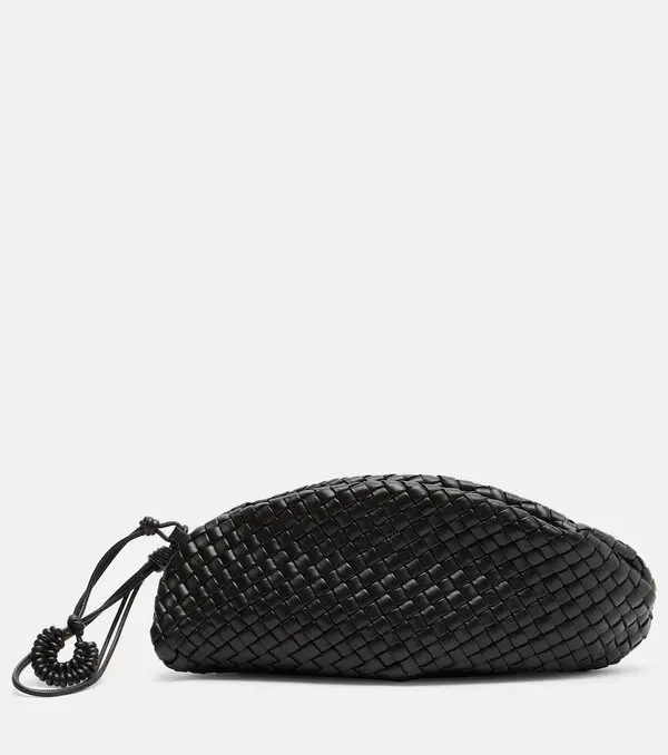 Bottega Veneta Onda Small Intreccio Leather Clutch - Brown
