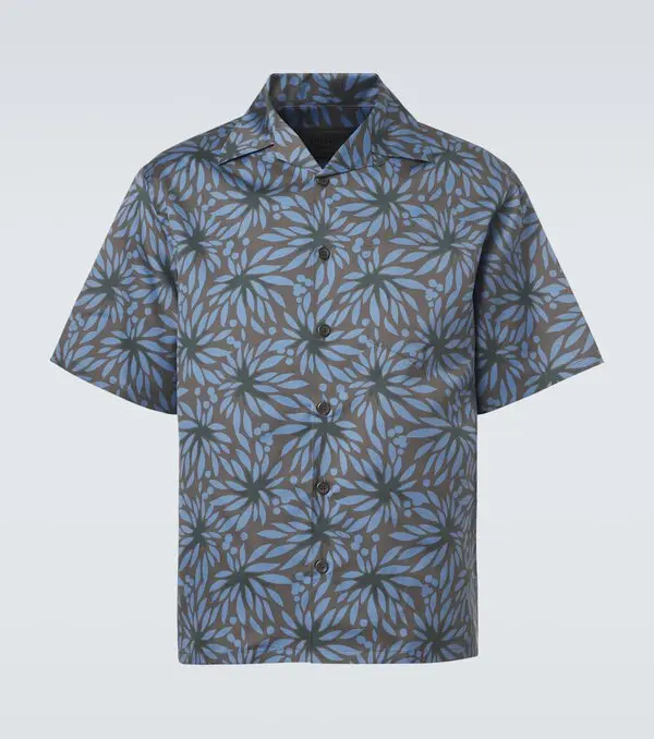 Prada Printed Cotton And Silk Bowling Shirt - Grey