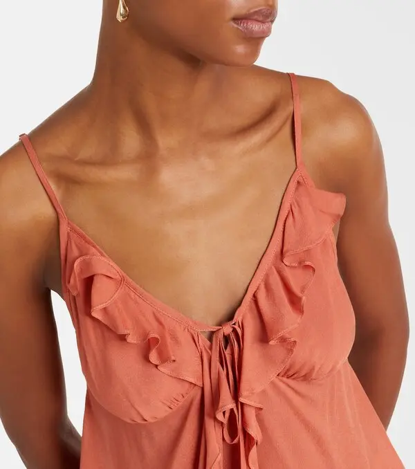 Poupette St Barth Maja Ruffled Chiffon Top - Pink