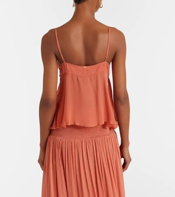 Poupette St Barth Maja Ruffled Chiffon Top - Pink