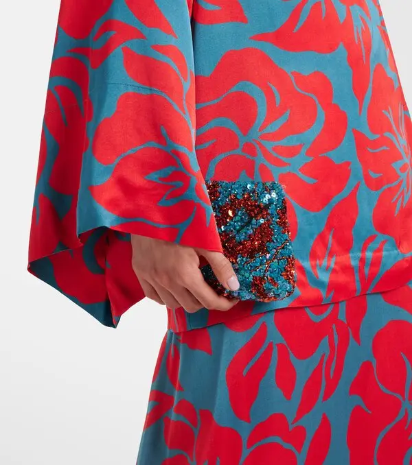 Dries Van Noten Charli Printed Satin Top - Red