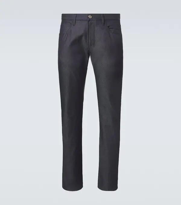 Giorgio Armani Straight Leg Cotton And Silk Blend Jeans