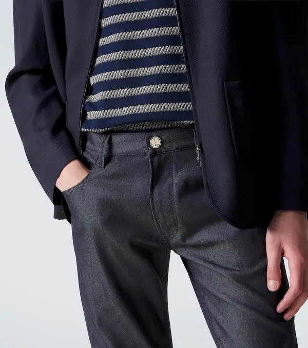 Giorgio Armani Straight Leg Cotton And Silk Blend Jeans