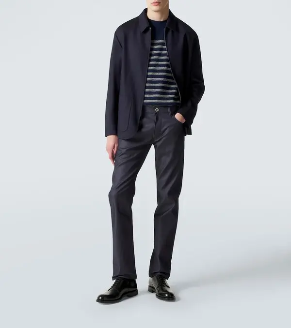 Giorgio Armani Straight Leg Cotton And Silk Blend Jeans