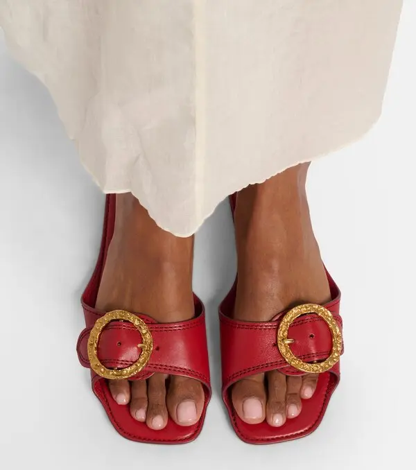 Zimmermann Solena Leather Slides - Red