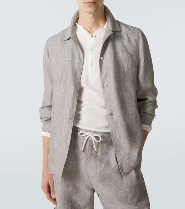 Brunello Cucinelli Linen And Cotton Henley Shirt