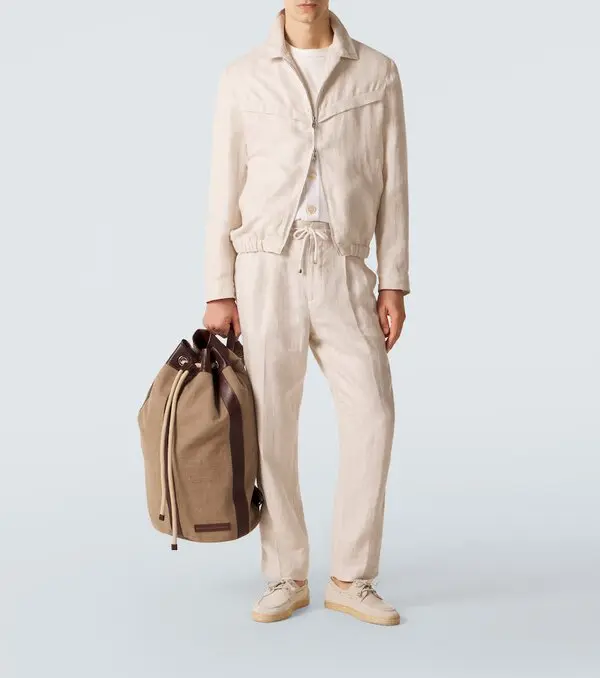 Brunello Cucinelli Canvas And Leather Backpack