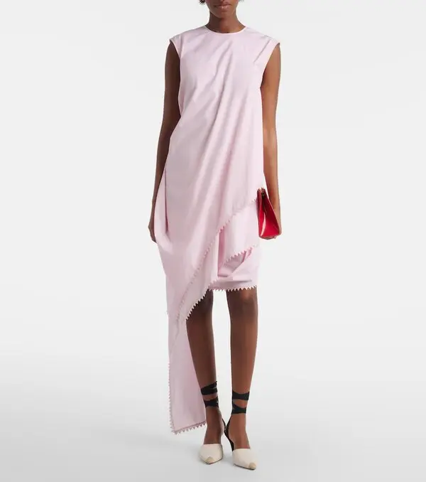 Jacquemus Asymmetric Cotton Poplin Mini Dress - Pink