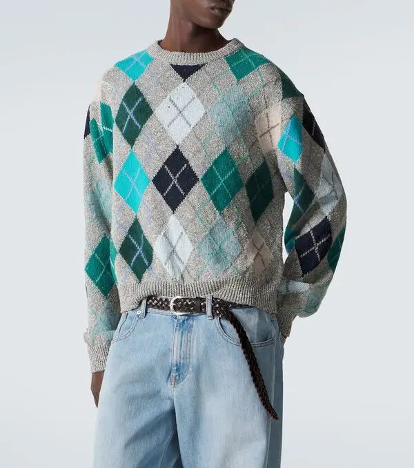 ERL Argyle Wool And Cotton-blend Sweater