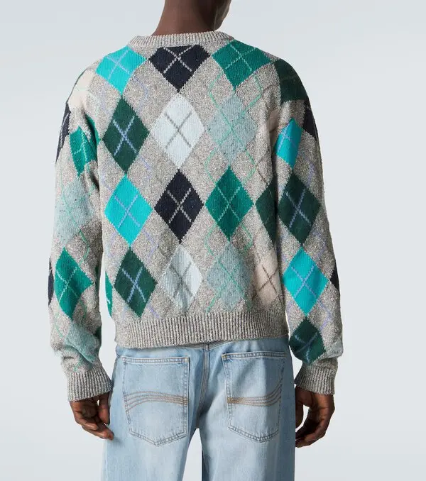 ERL Argyle Wool And Cotton-blend Sweater