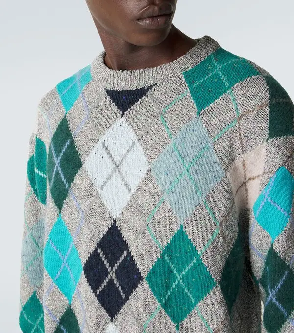 ERL Argyle Wool And Cotton-blend Sweater