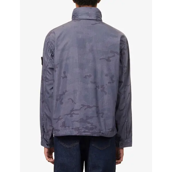 Stone Island Camouflage Print Cotton-blend Field Jacket - Blue Grey