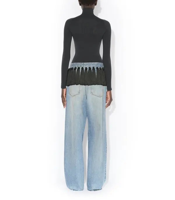 Alaïa Tassel-trimmed Straight Leg Jeans