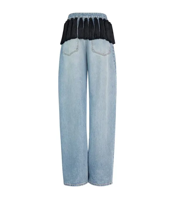 Alaïa Tassel-trimmed Straight Leg Jeans