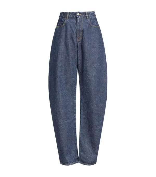 Alaïa Round Low-rise Wide-leg Jeans - Blue