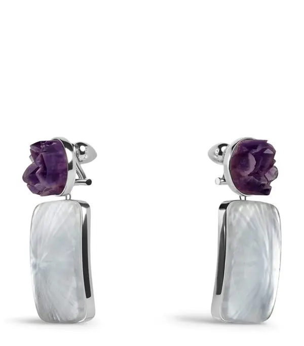 Alaïa Amethyst And Mother-of-pearl Pendant Earrings
