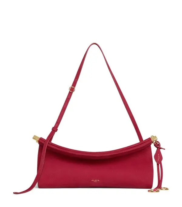 Alaïa Medium Le Click East West Nubuck Shoulder Bag - Red