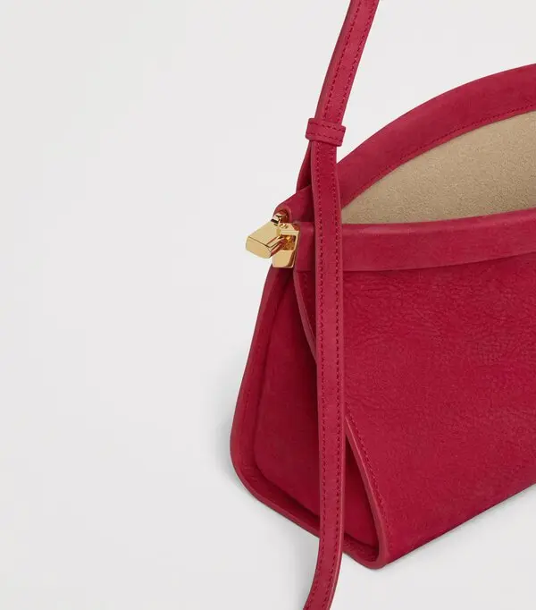Alaïa Medium Le Click East West Nubuck Shoulder Bag - Red