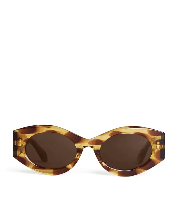 Alaïa Acetate Speckled Oval Sunglasses - Gold