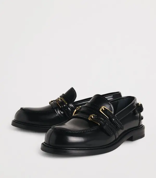 Sandro Leather Buckled Loafers
