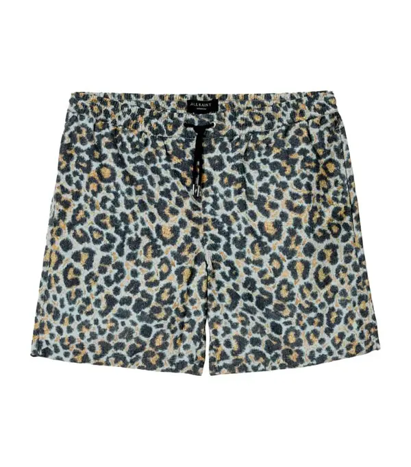ALLSAINTS Leopard Print Silesia Swim Shorts - Grey