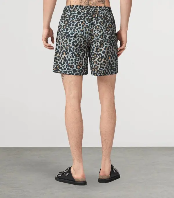 ALLSAINTS Leopard Print Swim Shorts - Grey