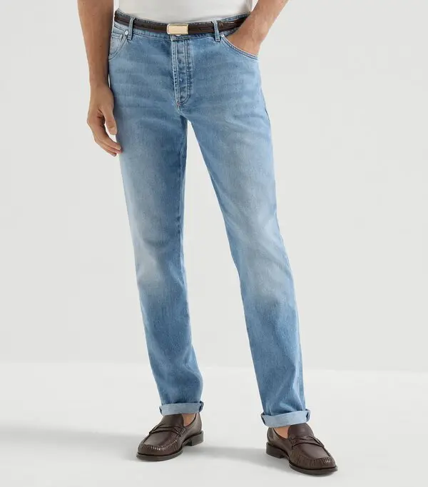 Brunello Cucinelli Stretch-cotton Slim Jeans - Blue