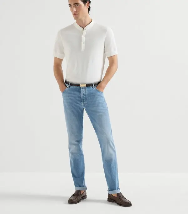 Brunello Cucinelli Stretch-cotton Slim Jeans - Blue