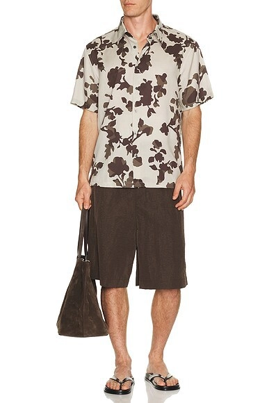 Theory Floral Lyocel Irving Shirt - Silver Cloud Multi