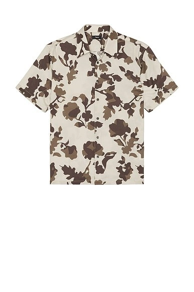 Theory Floral Lyocel Irving Shirt - Silver Cloud Multi