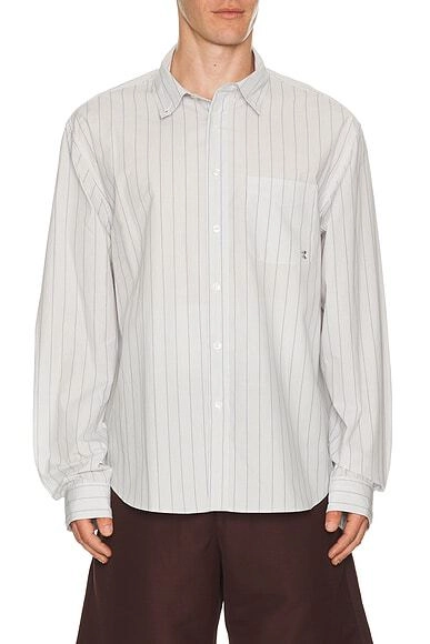 VOWELS Long Sleeve Striped Button Down Shirt