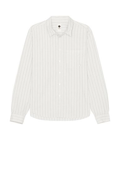 VOWELS Long Sleeve Striped Button Down Shirt
