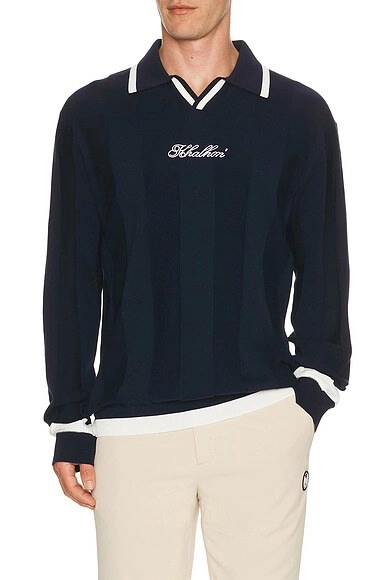 KHALHON V Tipped Varsity Knit Pullover Polo