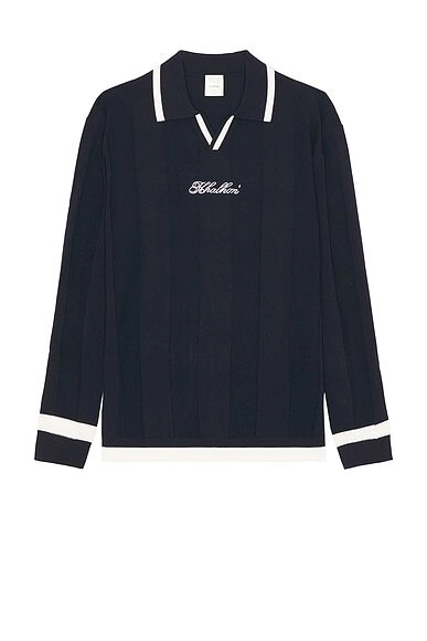 KHALHON V Tipped Varsity Knit Pullover Polo