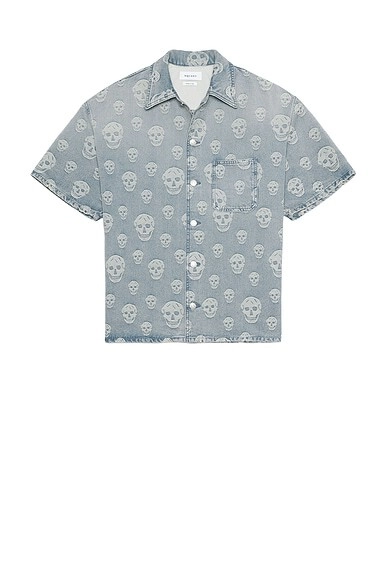 Alexander McQueen Denim Camp Collar Shirt - Blue Washed
