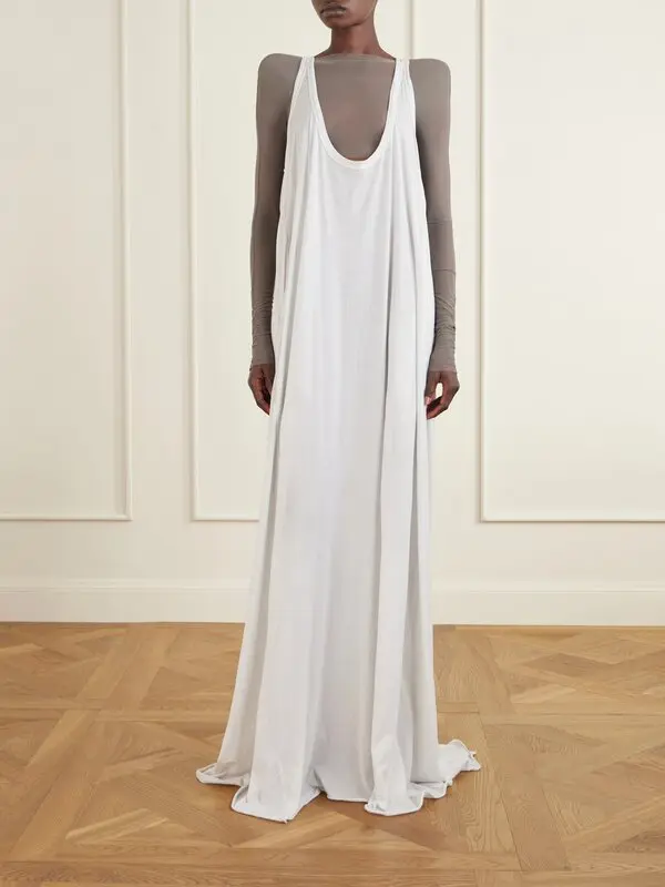 Rick Owens Helm Stretch-mesh Blouse - Gray