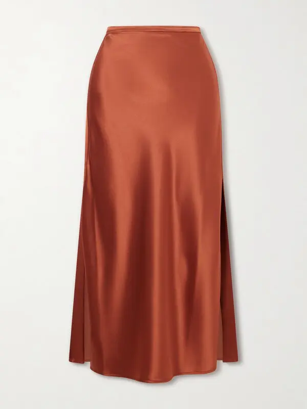 VIOLANTE NESSI Goya Satin Midi Skirt - Orange