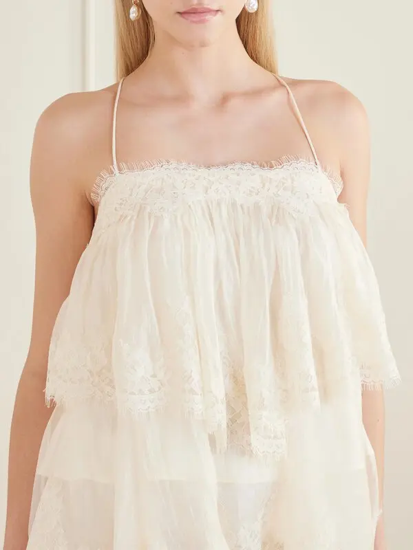 Aje Ophelia Lace-trimmed Tiered Camisole