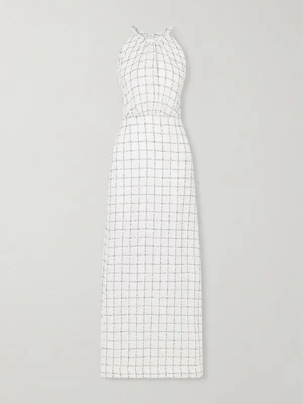 LIBEROWE Celeste Cotton-tweed Halterneck Maxi Dress
