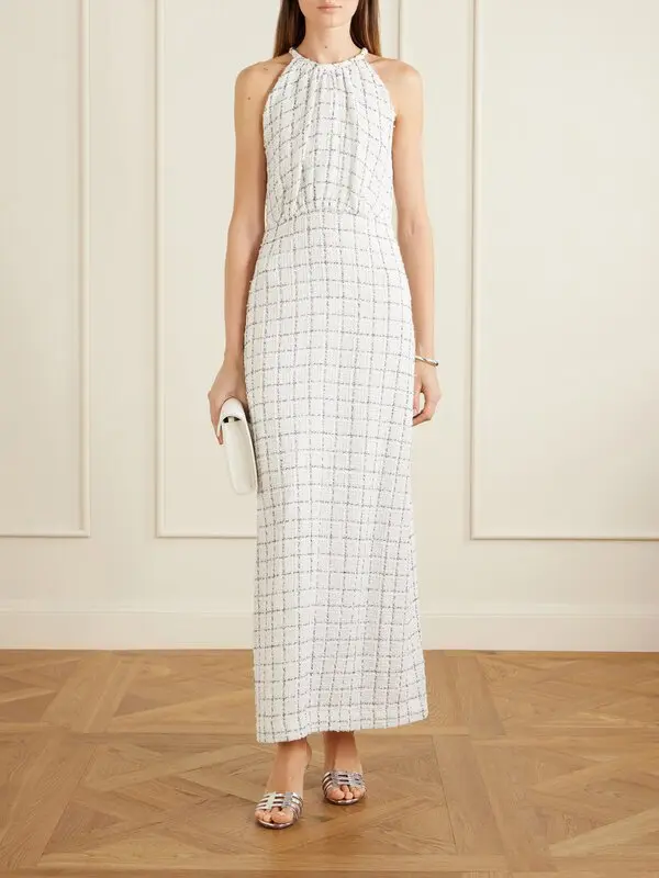 LIBEROWE Celeste Cotton-tweed Halterneck Maxi Dress