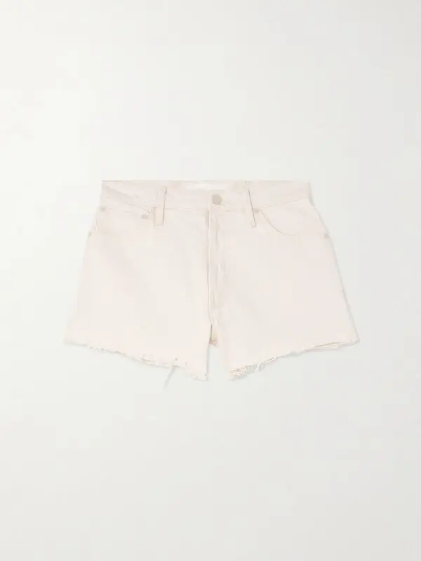 MOTHER The Dodger Frayed Denim Shorts - Neutrals