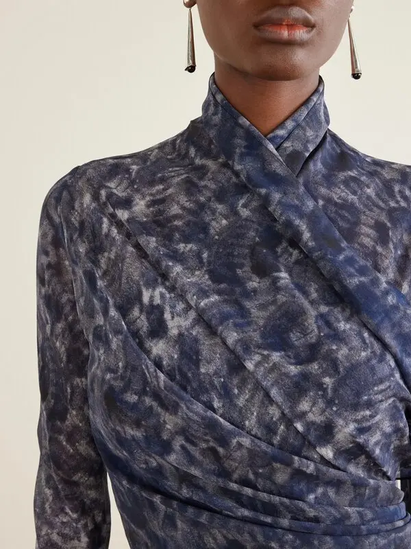 CORTANA Meena' Printed Silk-chiffon Blouse - Blue