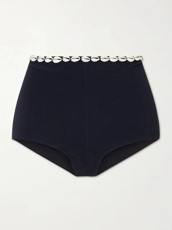 SARA CRISTINA Embellished Jersey Bikini Briefs - Black