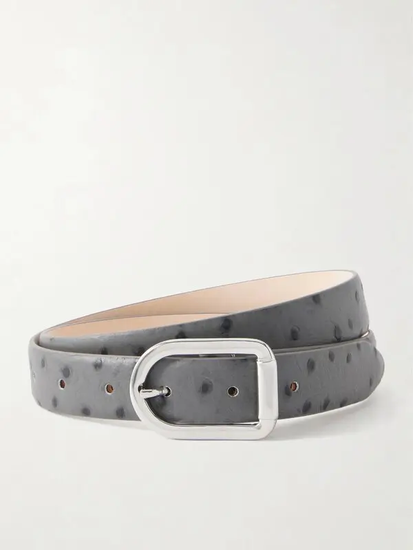 DEHANCHE Mija Ostrich Leather Belt - Gray