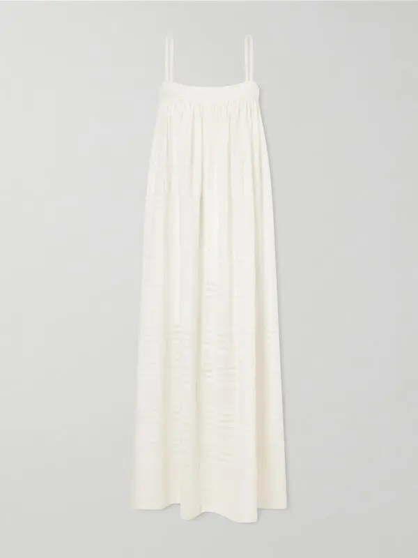 LEMLEM Eda Striped Cotton-gauze Midi Dress - Neutrals