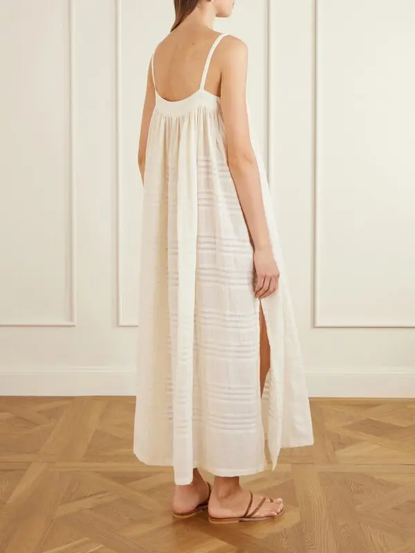 LEMLEM Eda Striped Cotton-gauze Midi Dress - Neutrals